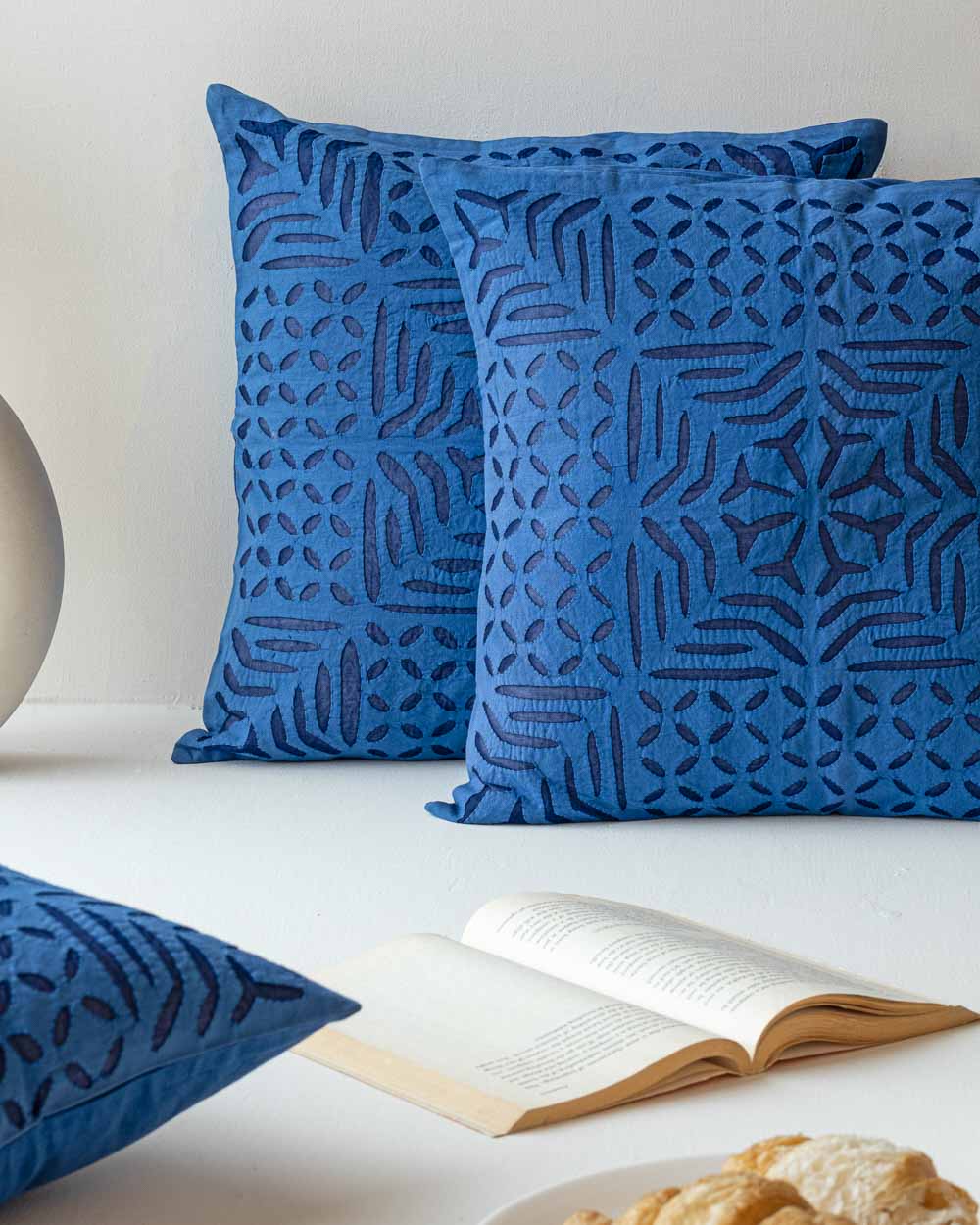 Blue Handmade Cushion Cover with Exquisite Gulchand Design: Perfect for ...